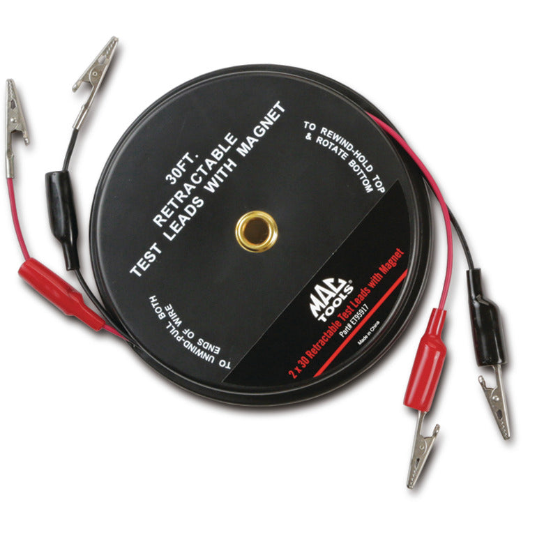 2-PC. Retractable Magnetic-Body Test Lead Set 30' - ET95917 | Mac Tools