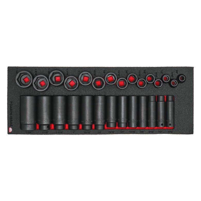 28-PC. 1/2" Drive SAE Standard/Deep Impact Socket Foam Set - FOAM7E ...