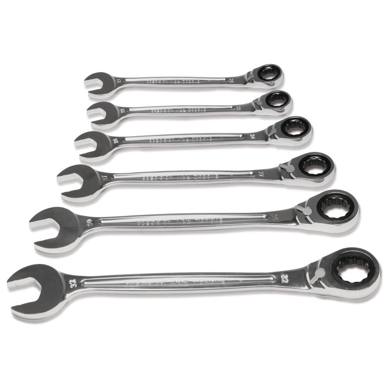 6-PC. Large Metric Reversible Ratcheting Wrench Set - 12-PT ...